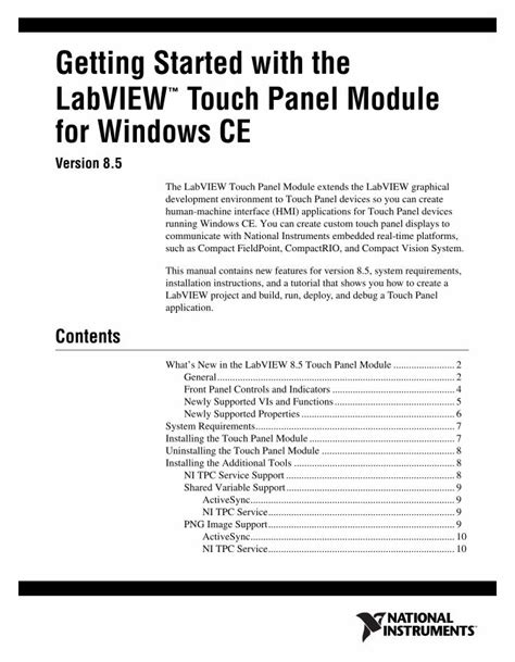 Pdf Getting Started With The Labview Touch Panel Module For Windows
