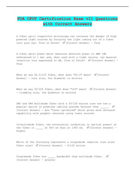 Foa Cfot Certification Exam V11 Questions With Correct Answers Foa