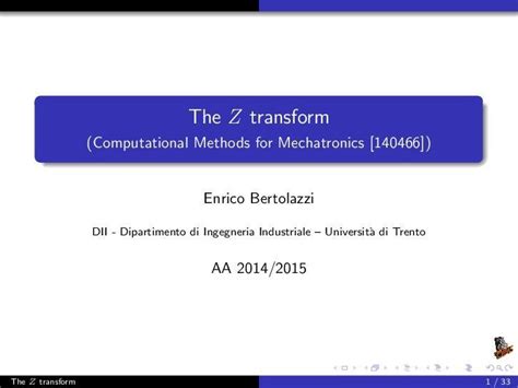 Pdf The Z Transform · 5 Z Transform Inversion 6 Example Fibonacci Sequence The Z Transform 2