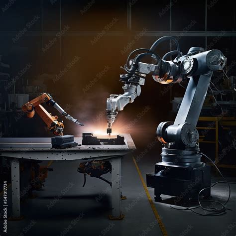 Robot At Work Robotic Arm Smart Technology Manufacturing Process Artificial Intelligence For