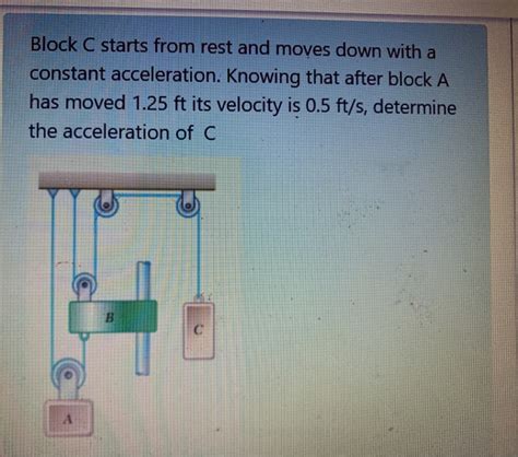 solved block c starts from rest and moves down with a