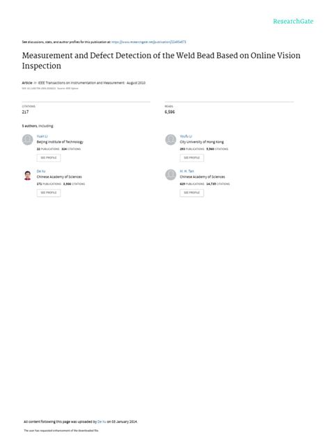 Measurement And Defect Detection Of The Weld Bead Pdf