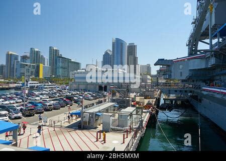 Aircraft Carrier Uss Midway Docked At The Harbor San Diego California