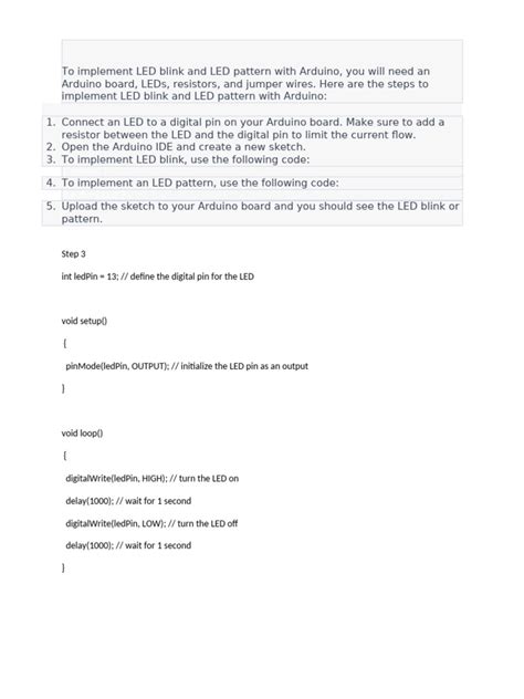 To Implement Led Blink And Led Pattern With Arduino Pdf Cloud Computing Microsoft Azure