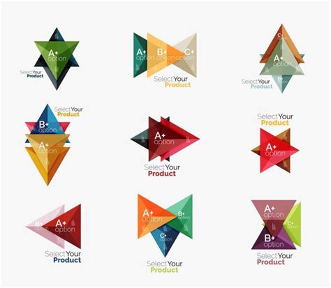 삼각형 옵션 Infographic 레이아웃 세트 프리미엄 벡터