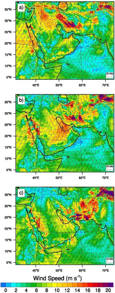 Simulated Spatial Distribution Of 10 M Wind Bars And Wind Magnitude M