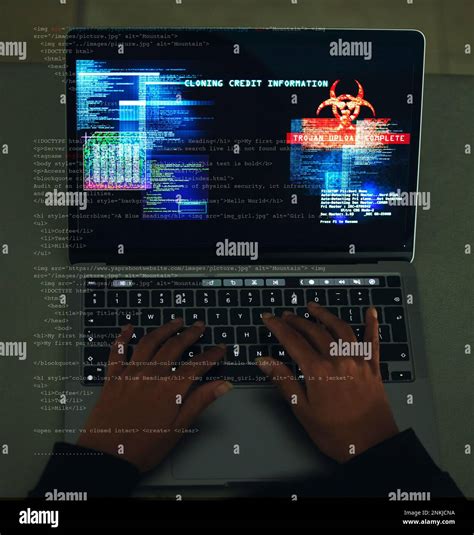 Cyber Security Crime And Hands Typing On A Laptop While Programming Or