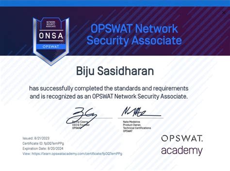 Biju Sasidharan On Linkedin Onsa Network Security Associate