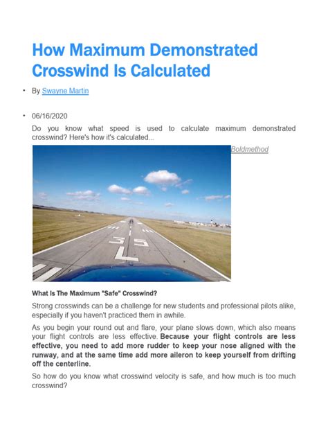 How Maximum Demonstrated Crosswind Is Calculated Pdf Flight Control Surfaces Aeronautics