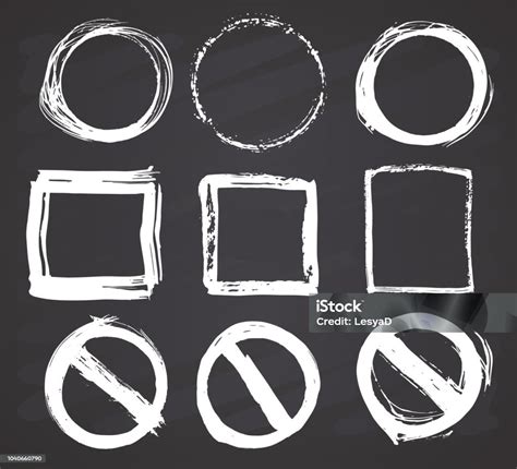 라운드 프레임 및 텍스트 상자 그런 지 손으로 그린 요소 집합 벡터 일러스트 레이 션에 칠판 배경 질감 0명에 대한 스톡 벡터 아트 및 기타 이미지 Istock