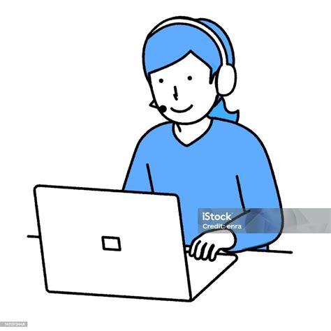 Female Operator Illustration Vector Stock Illustration Download Image