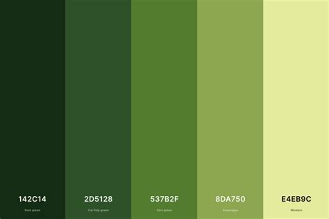 35 Best Green Color Palettes With Names And Hex Codes Green Color Pallete Green Colour