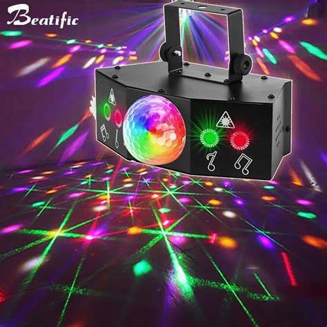 Led 디스코 조명 회전 매직 볼 4 레이저 렌 사운드 파티 조명 가라오케 나이트 클럽 웨딩 전문 Dmx Dj 무대 프로젝터 Aliexpress