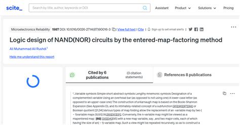 Citation Report Logic Design Of Nandnor Circuits By The Entered Map