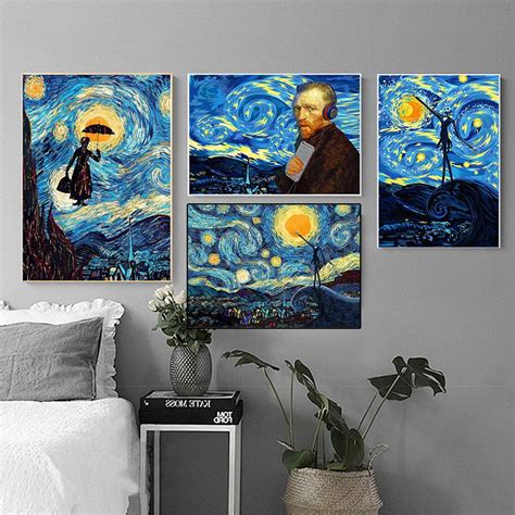 Купити Художник абстракціоніст Ван Гог Пейзаж Зоряна ніч Плакат і принти Класичні картини на