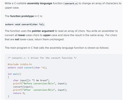Solved Write A C Callable Assembly Language Function