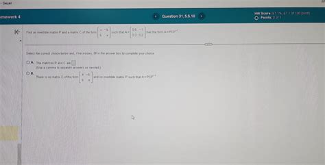 solved find an invertible matrix p and a matrix c of the