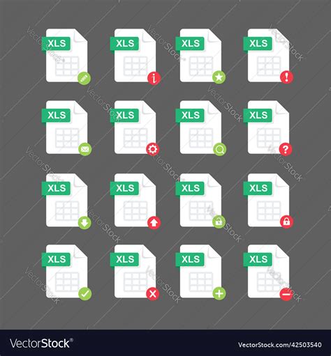 Flat Design With Xls Files Icon Set Symbol Set Vector Image