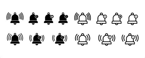 알림 벨 벡터 아이콘 세트입니다 미리 알림 아이콘 컬렉션입니다 알람 기호 그림입니다 울리는 종 알람 시계 및 스마트 폰 응용 프로그램 경고 기호 새 메시지 통보 기호입니다