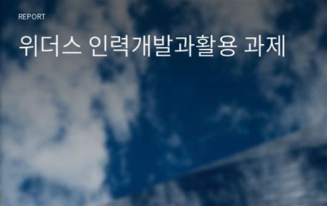 위더스 인력개발과활용 과제 레포트