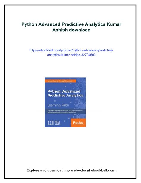 Python Advanced Predictive Analytics Kumar Ashish Pdf