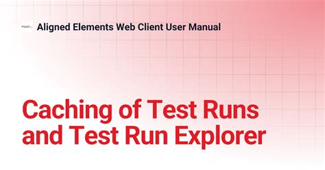 caching of test runs and test run explorer aligned elements web