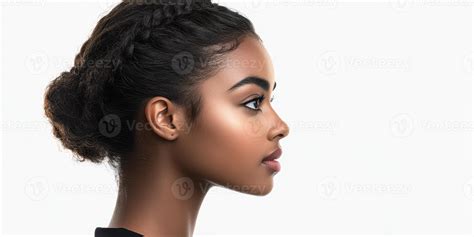 Profile Of A Young Woman With Braided Hairstyle And Natural Beauty In A