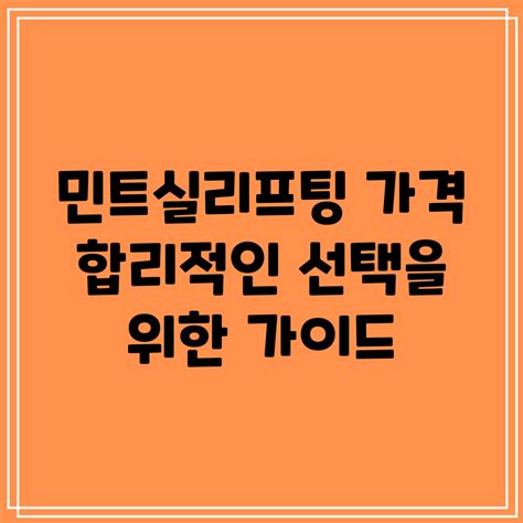민트실리프팅 가격 합리적인 선택을 위한 가이드