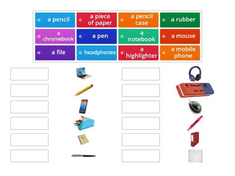 Classroom Objects Match Up Classroom Objects Match Up