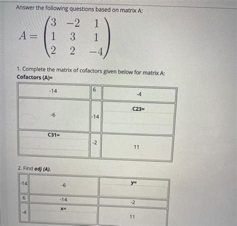 Solved Answer The Following Questions Based On Matrix A Chegg