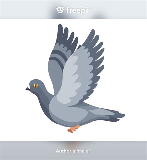 비둘기 새가 날고 비둘기가 날개를 펄럭입니다 플랫 만화 캐릭터 디자인 다채로운 새 아이콘입니다 귀여운 비둘기 템플릿입니다