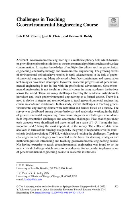 Pdf Challenges In Teaching Geoenvironmental Engineering Course