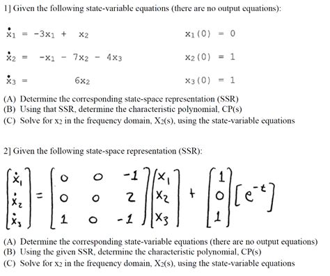 1] given the following state variable equations