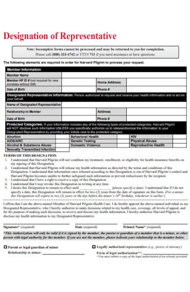 Free 44 Representative Forms In Pdf Ms Word