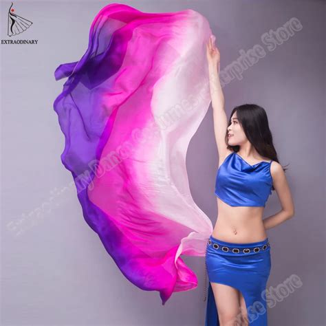 배꼽 춤 스카프 실크 베일 배꼽 춤 베일 Shawls 여성 빛 손 던져 스카프 목도리 그라디언트 실크 베일 댄스 성능벨리 댄싱