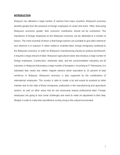 Ihrm Assignment Report Introduction Malaysia Has Attracted A Large Number Of Workers From