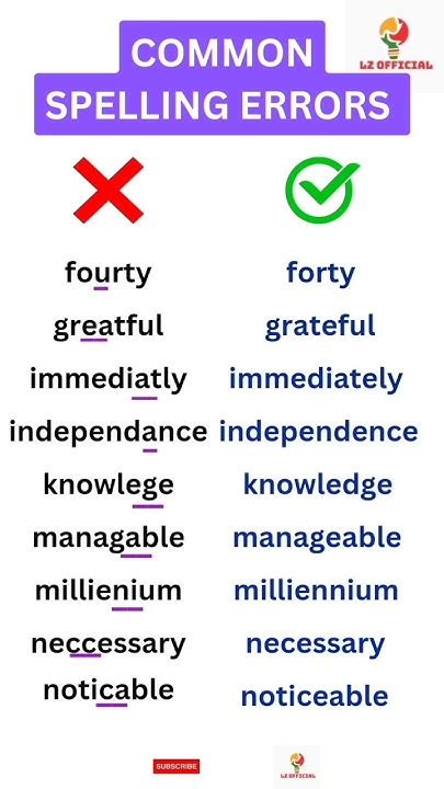 Common Spelling Errors Youtube