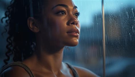 Premium Ai Image A Young Woman Looking Through The Window Alone And Sad Generated By