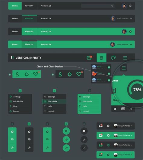vertical infinity a mega flat style ui kit webdesign layouts