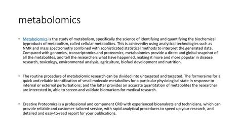 PPT Metabolomics PowerPoint Presentation Free Download ID 7396736