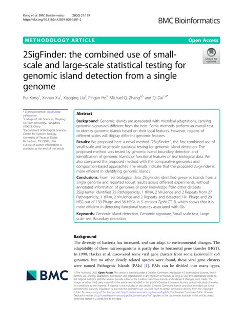 Pdf 2sigfinder The Combined Use Of Small Scale And Large Scale Statistical Testing For