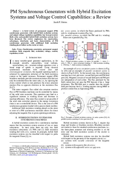 Pdf Pm Synchronous Generators With Hybrid Excitation Systems And Voltage Control Capabilities