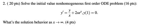 Solved 2 20pts Solve The Initial Value Nonhomogeneous