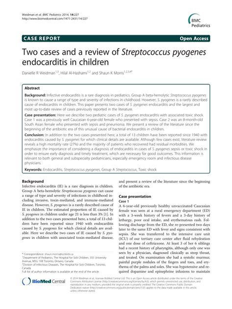 Pdf Two Cases And A Review Of Streptococcus Pyogenes Endocarditis In