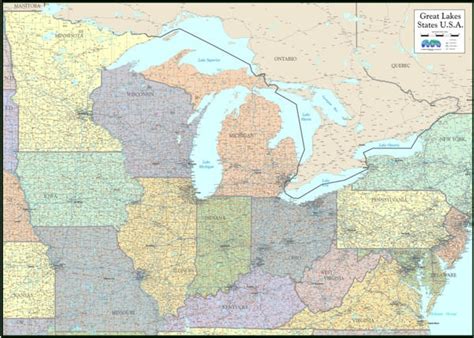 Us Map States And Great Lakes
