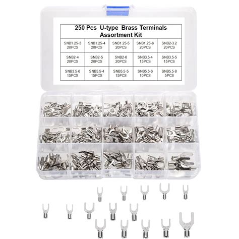 Koxxiamoq 250pcs Non Insulated Fork Terminals Copper Fork Wire Connectors Terminals Awg 22 16