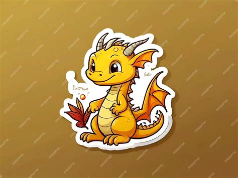 Vector De Adhesivo De Personaje De Dibujos Animados De Dragón Amarillo