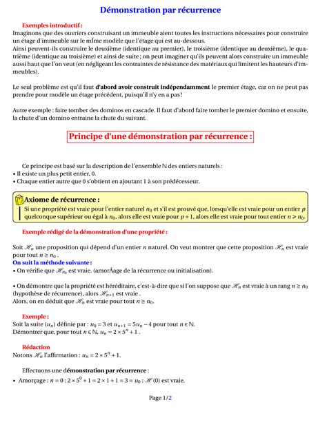 raisonnement par récurrence exemple