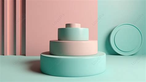 최소한의 기하학적 플랫폼에 생동감 넘치는 파스텔 제품 디스플레이 3d 렌더링 배경 제품 디스플레이 배경 플랫 배경 생동감 배경 이미지 Hd 제품 디스플레이 플랫
