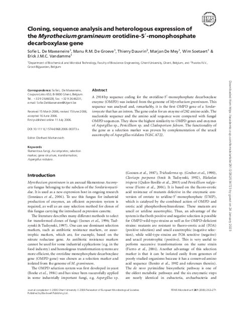 Pdf Cloning Sequence Analysis And Heterologous Expression Of The